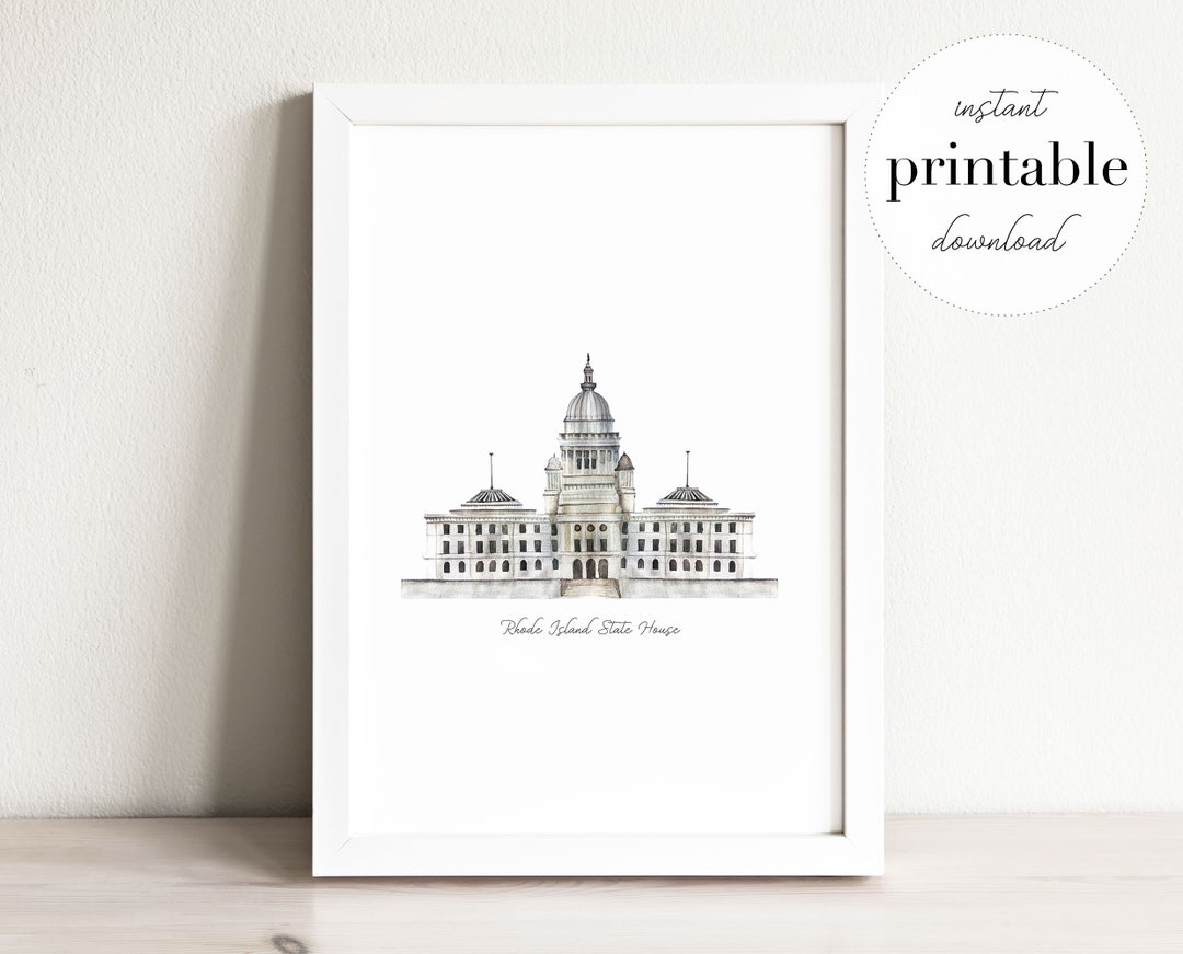 Rhode Island State House Printable, Illustration, Wall Art Print ...