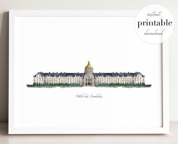 Les Invalides Printable Illustration Wall Art Print Home | Etsy
