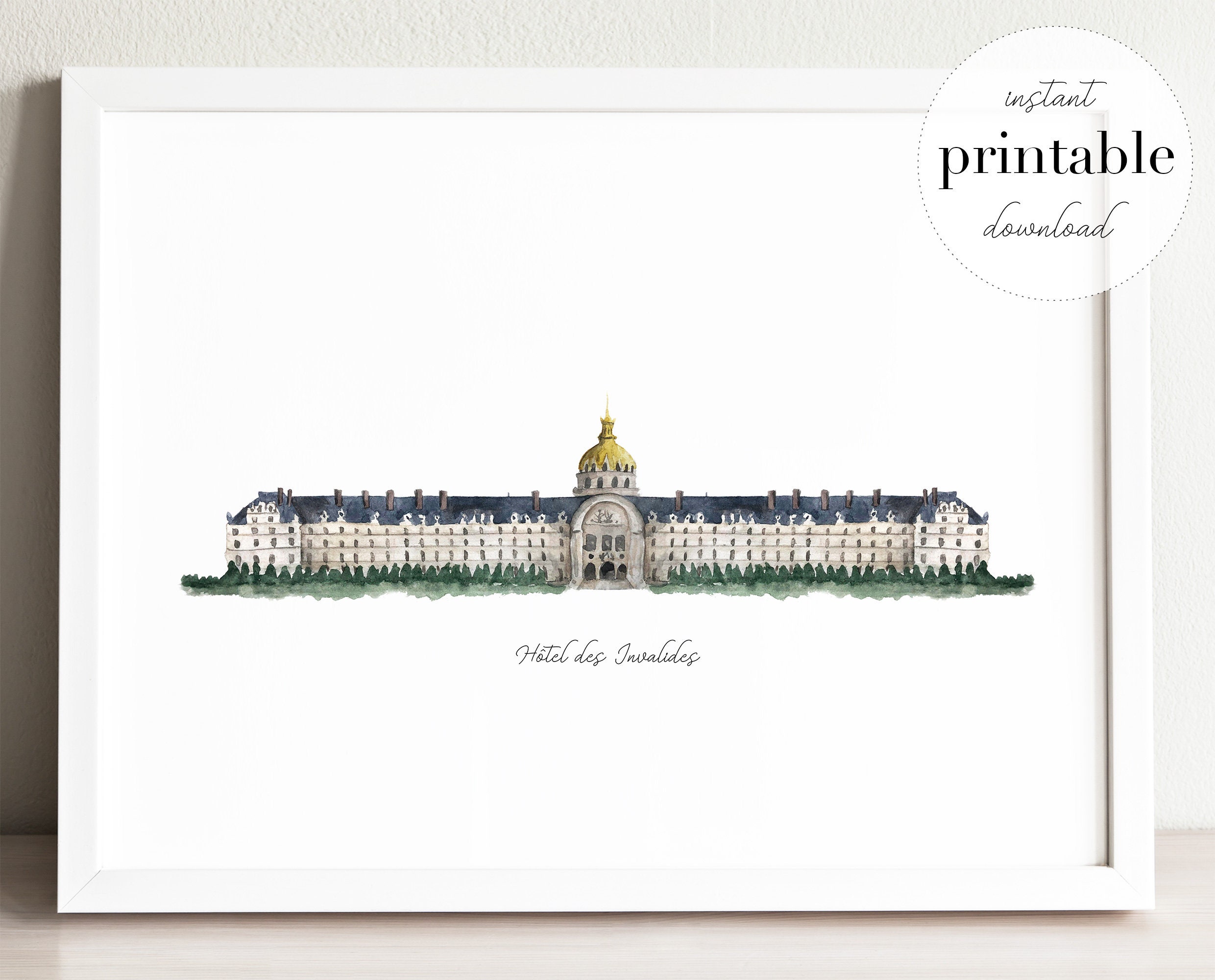 Les Invalides Printable Illustration Wall Art Print Home | Etsy