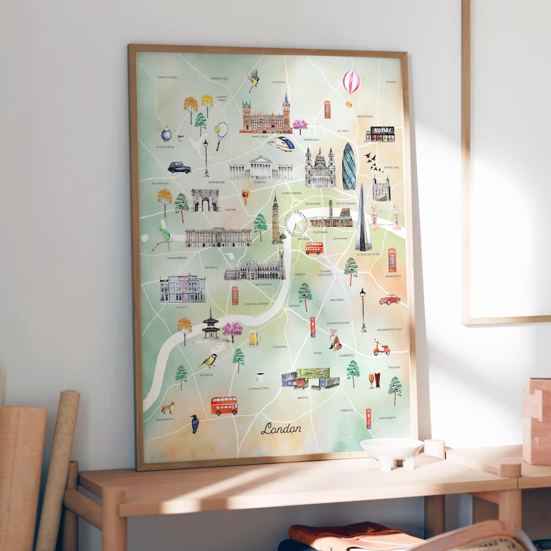 London City Map Art Print: Watercolor Travel Decor - Etsy