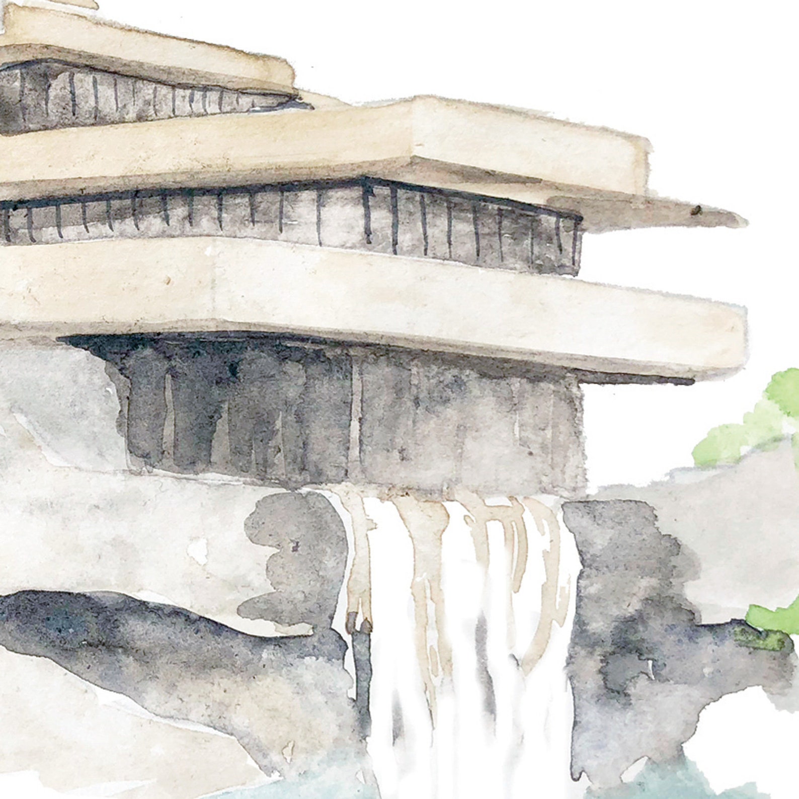 Fallingwater Printable Illustration Wall Art Print Nursery - Etsy