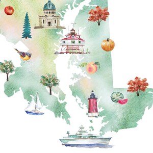 Maryland Printable State Map, Illustrated Wall Art Print, Nursery Decor ...