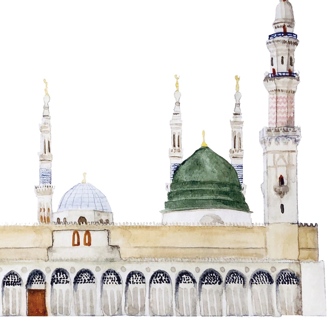 Nabawi Mosque Printable Illustration Wall Art Print | Etsy