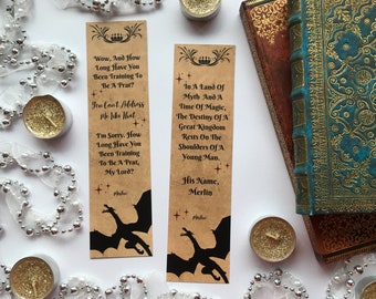 Bbc's Merlin Merlin and Arthur PRINTABLE Bookmark - Etsy UK