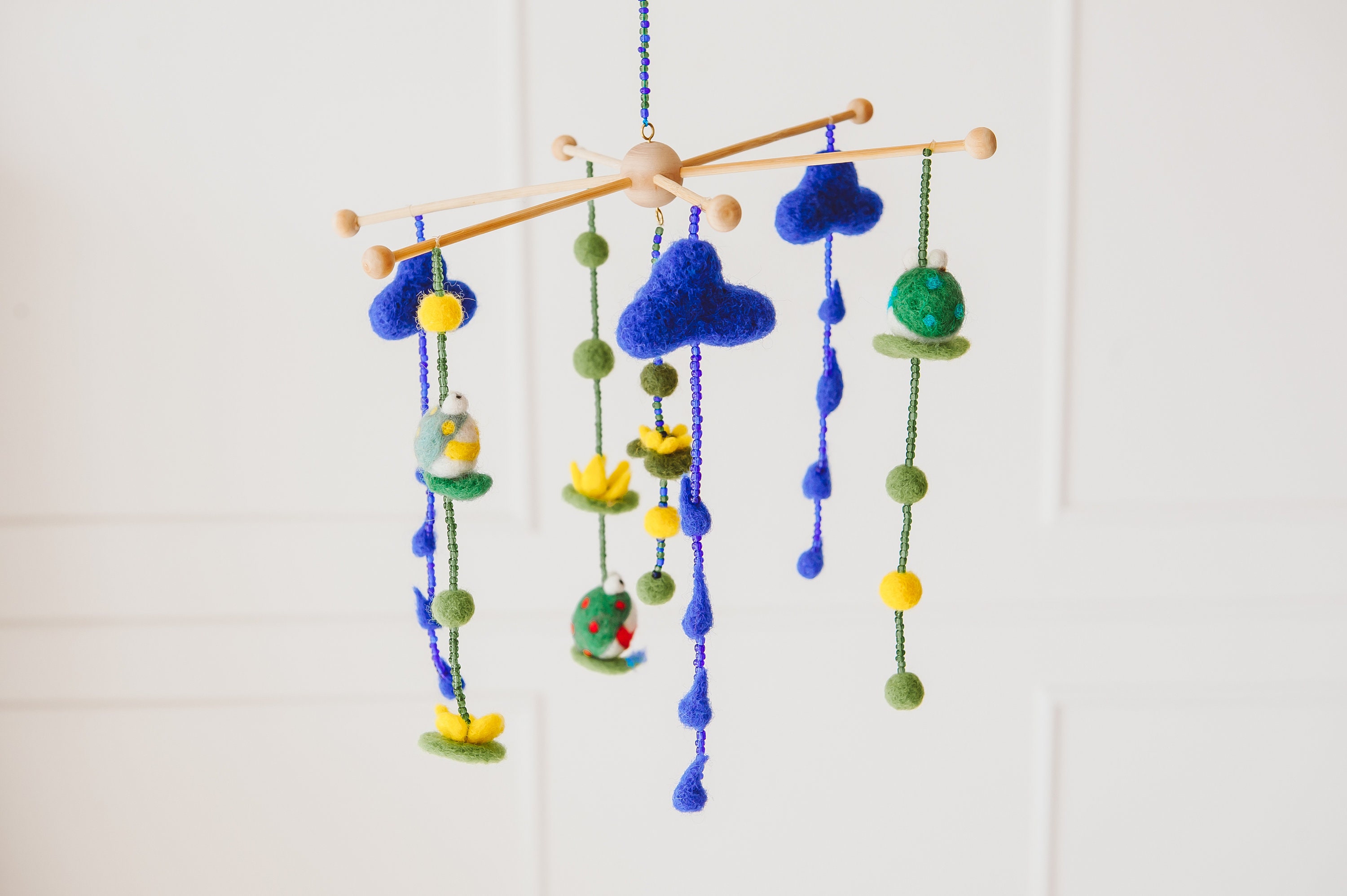 Animal Mobile Nursery Frog Crib Mobile Needle Felted Animals Frog Lover ...