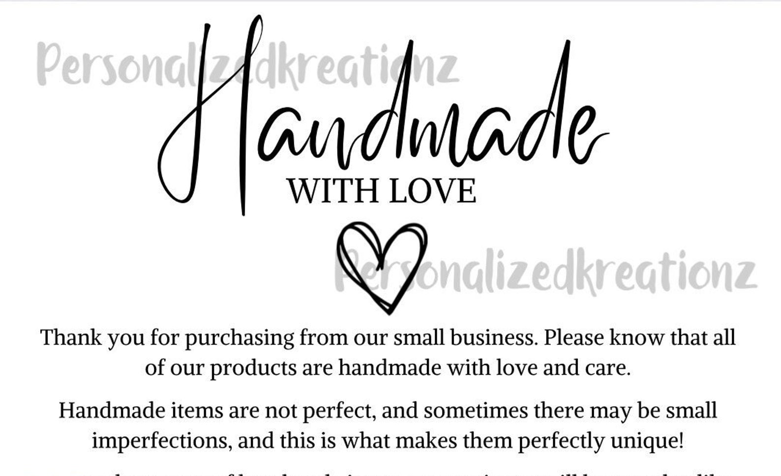 Handmade With Love | Disclaimer Cards | Thank You Cards | Thank You for ...