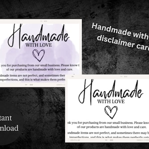 Handmade Disclaimer Cards: Small Business Thank You Notes (digital ...
