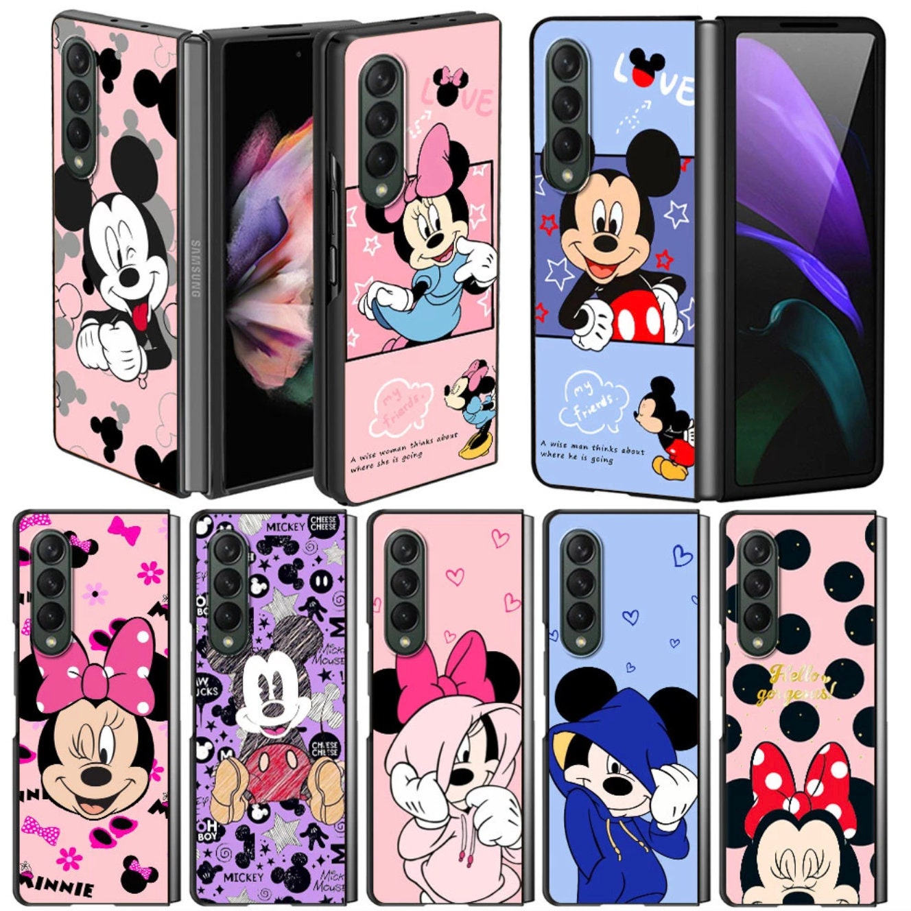 Disney Mickey Mouse Minnie Mouse Pattern Cute Couple Black - Etsy