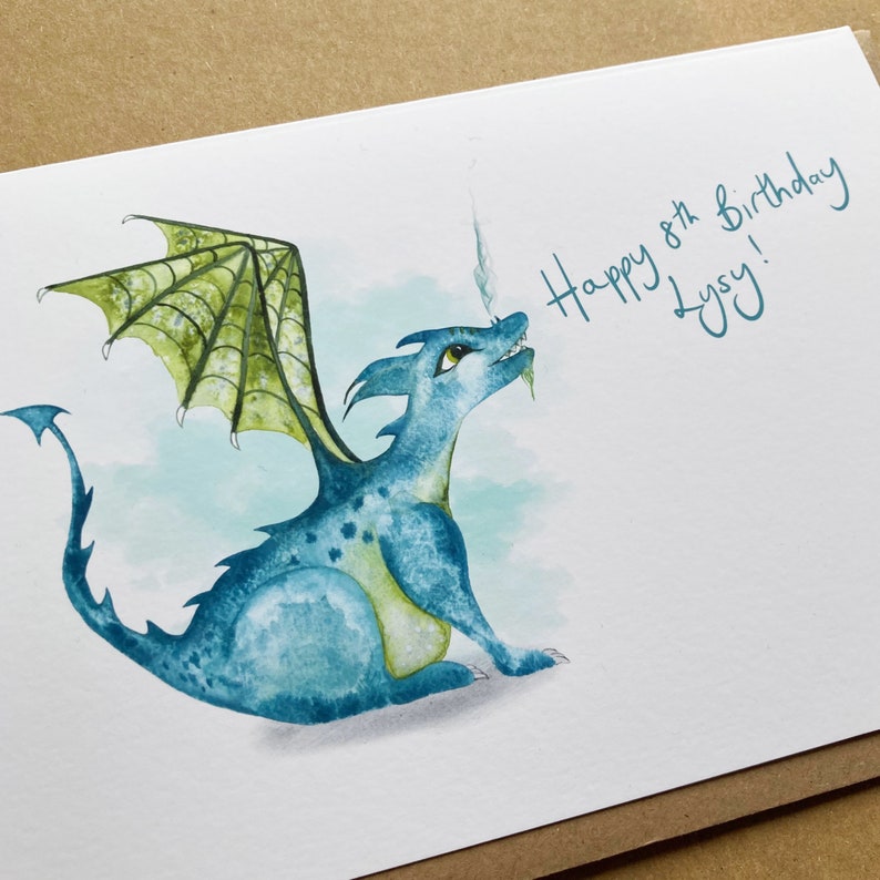 Personalised Greeting Card Dragon Design Beautiful Art Card Printed on ...