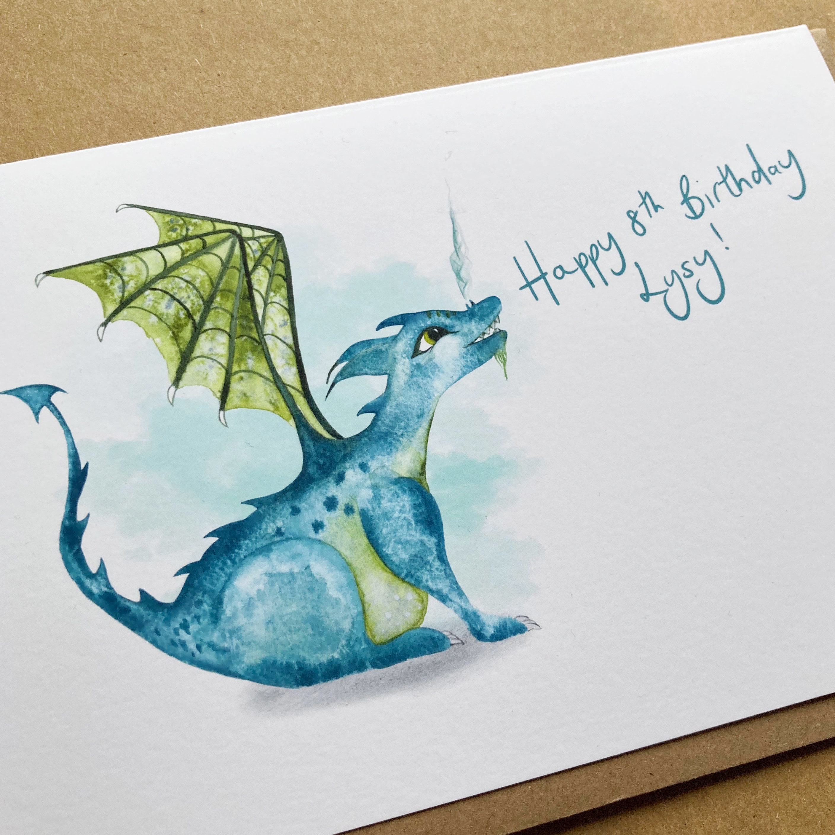 Personalised Greeting Card Dragon Design Beautiful Art Card Printed on ...