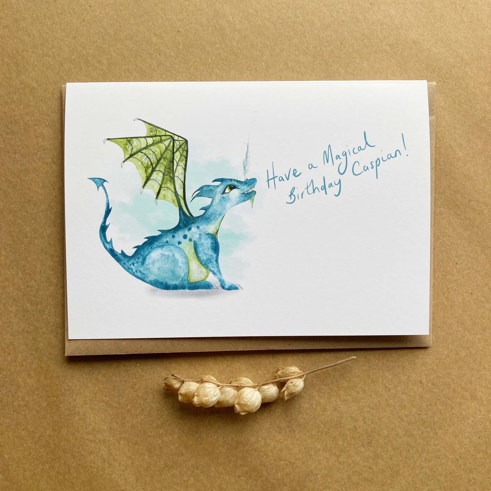 Personalised Greeting Card Dragon Design Beautiful Art Card Printed on ...