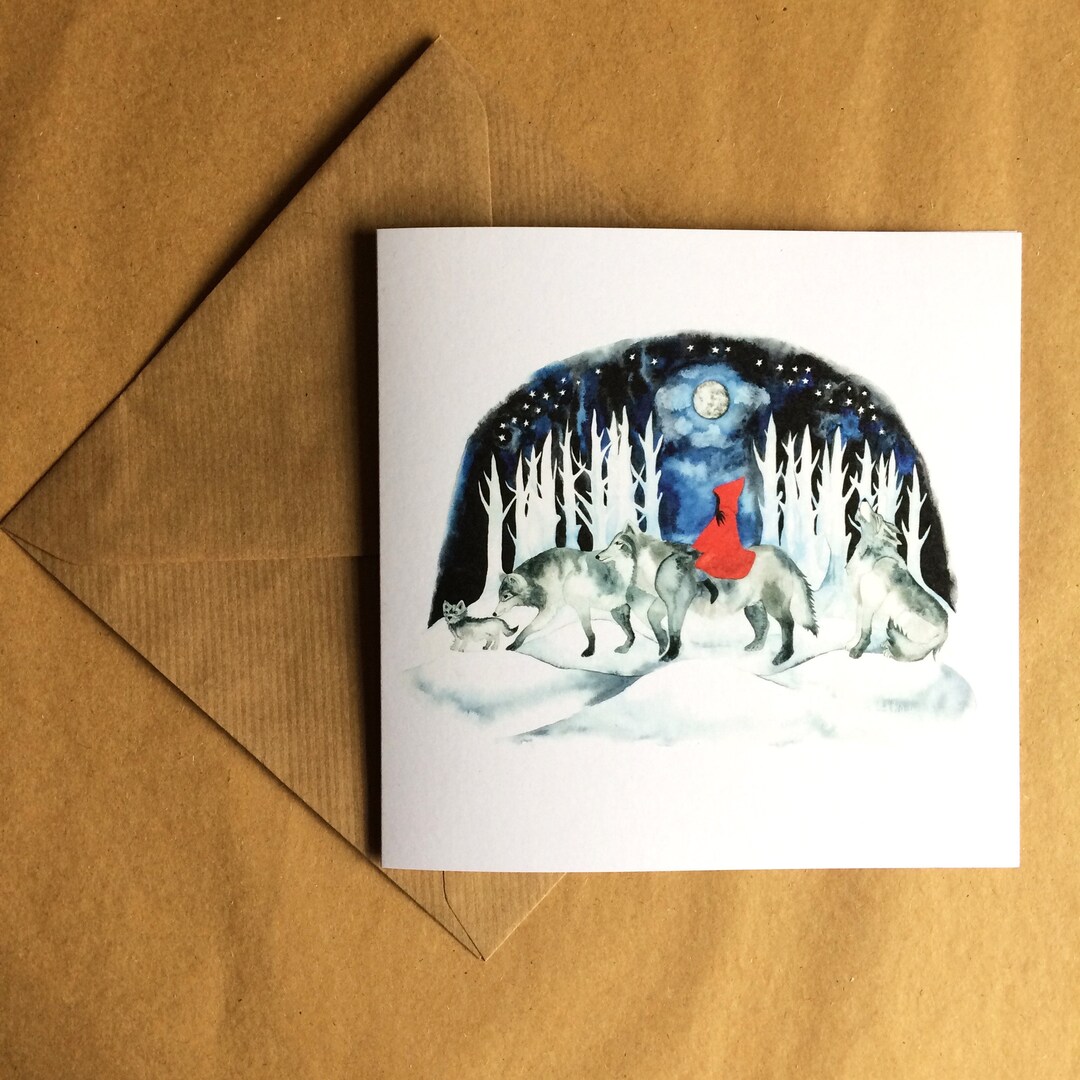 Red Riding Hood Greeting Card Fairytale Art Watercolour, Printed on ...