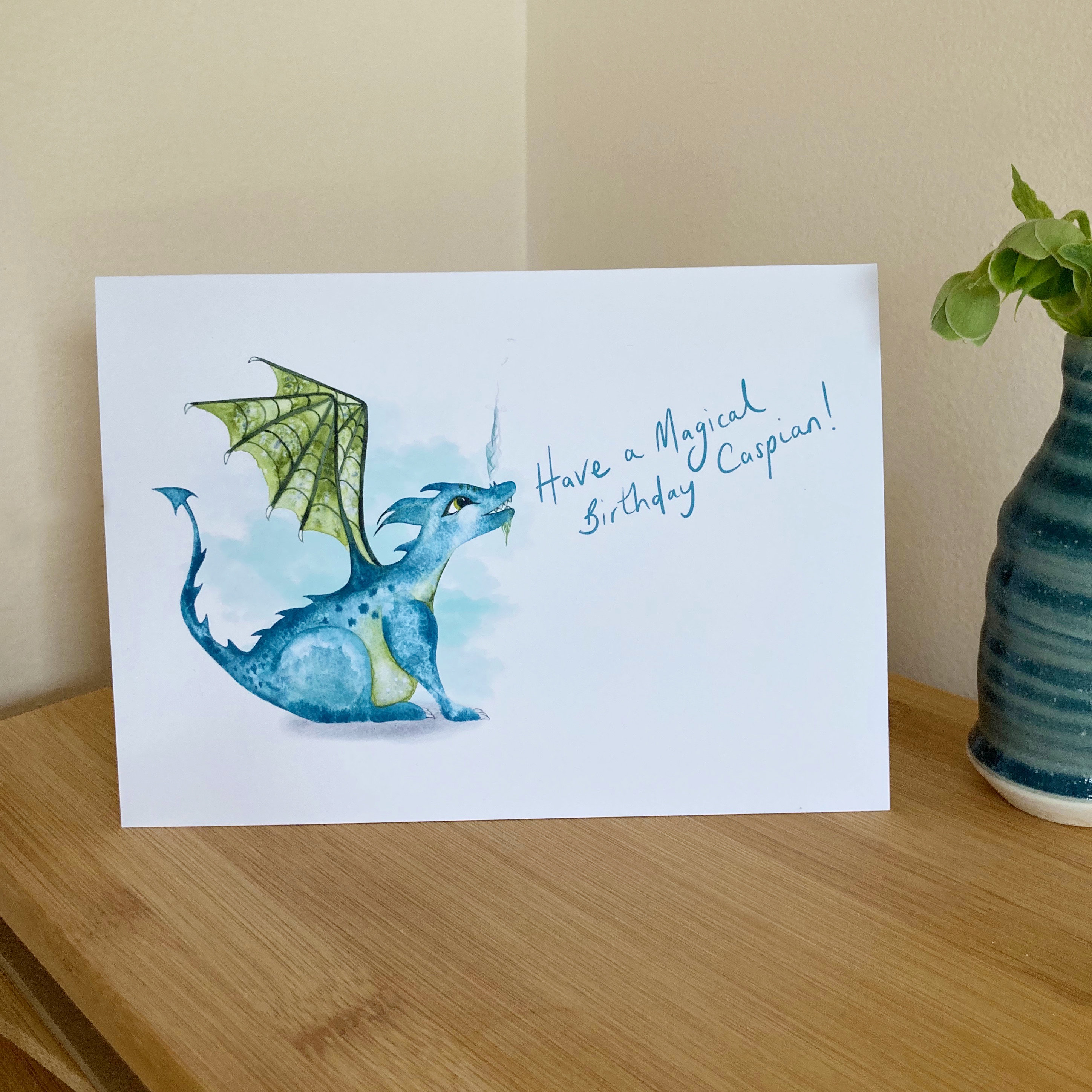 Personalised Greeting Card Dragon Design Beautiful Art Card Printed on ...