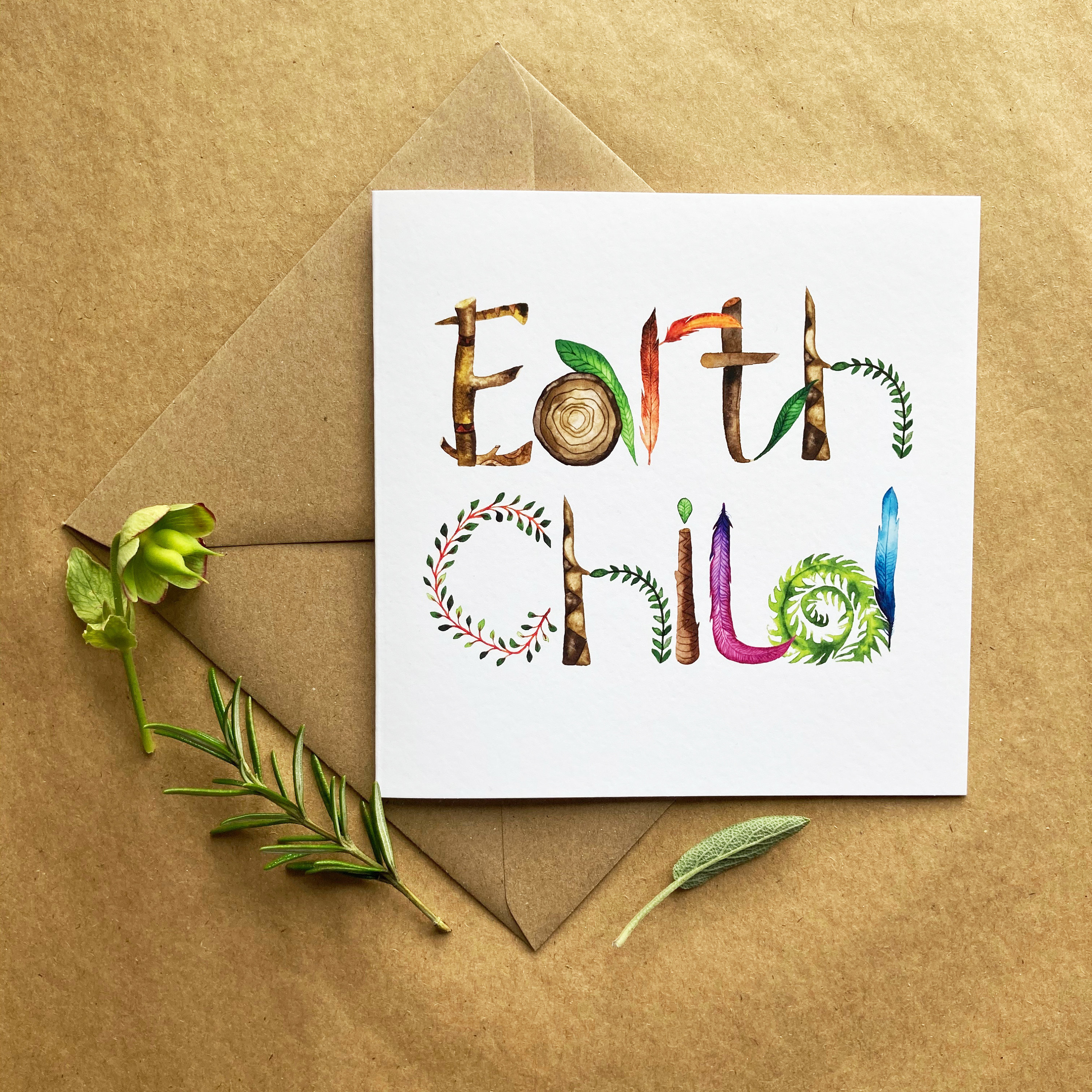 Earth Child Greeting Card Earthy Mother and Child Gift | Etsy