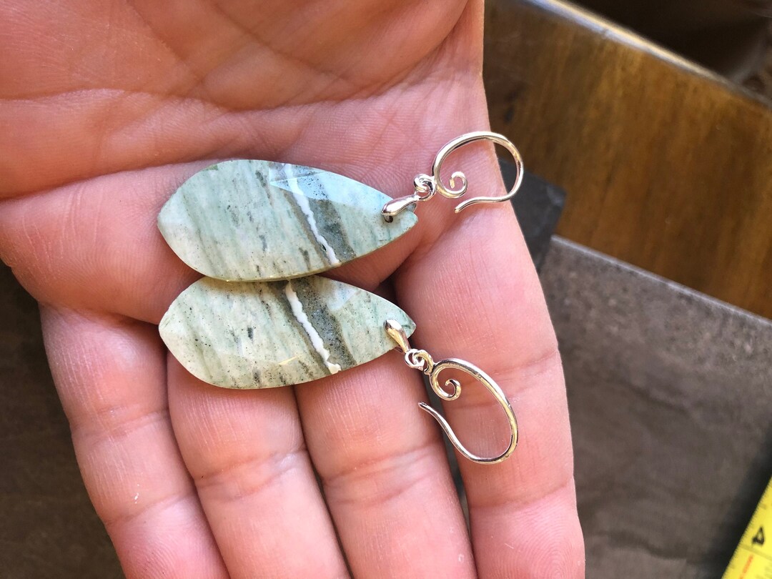 Feminine Larsonite Sterling Silver Earring Handmade Statement Earrings ...