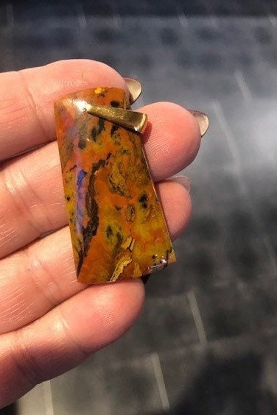 Colorful Tiger Tail Jasper Gemstone Pendant 45x25x6mm Gemstone Focal ...
