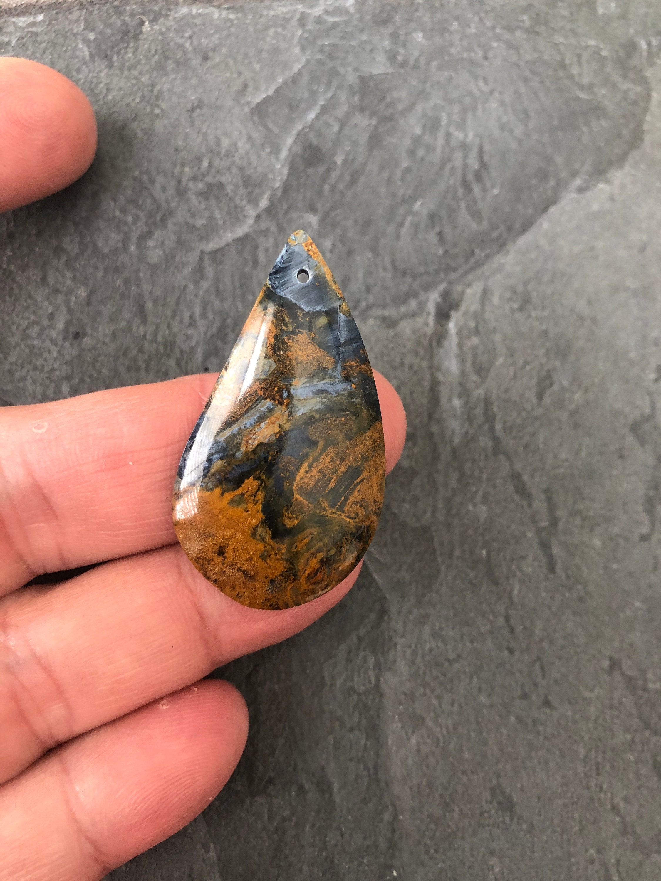 Natural Freeform African Pietersite Pendant Bead Drilled Focal Gemstone ...