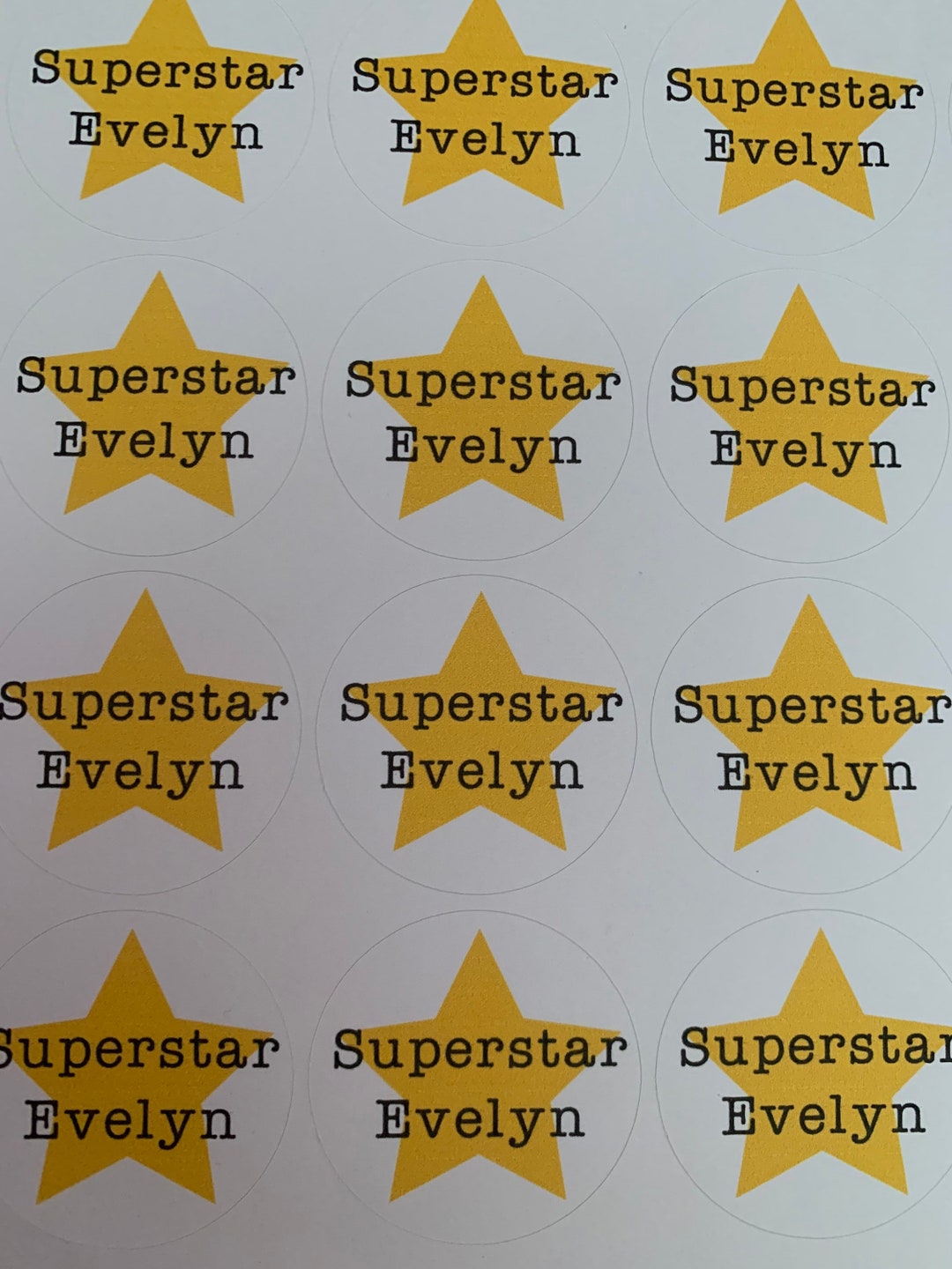 Personalised Super Star Stickers, Personalised Gold Star Stickers - Etsy