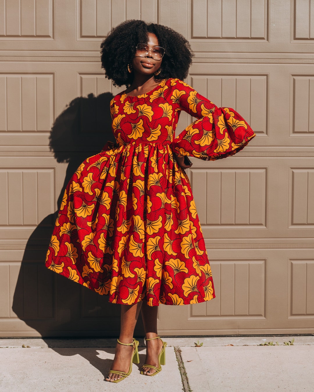 African Print Red Dress - Etsy