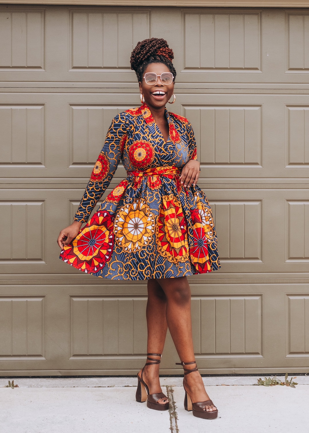 African Print Wrap Dress Etsy