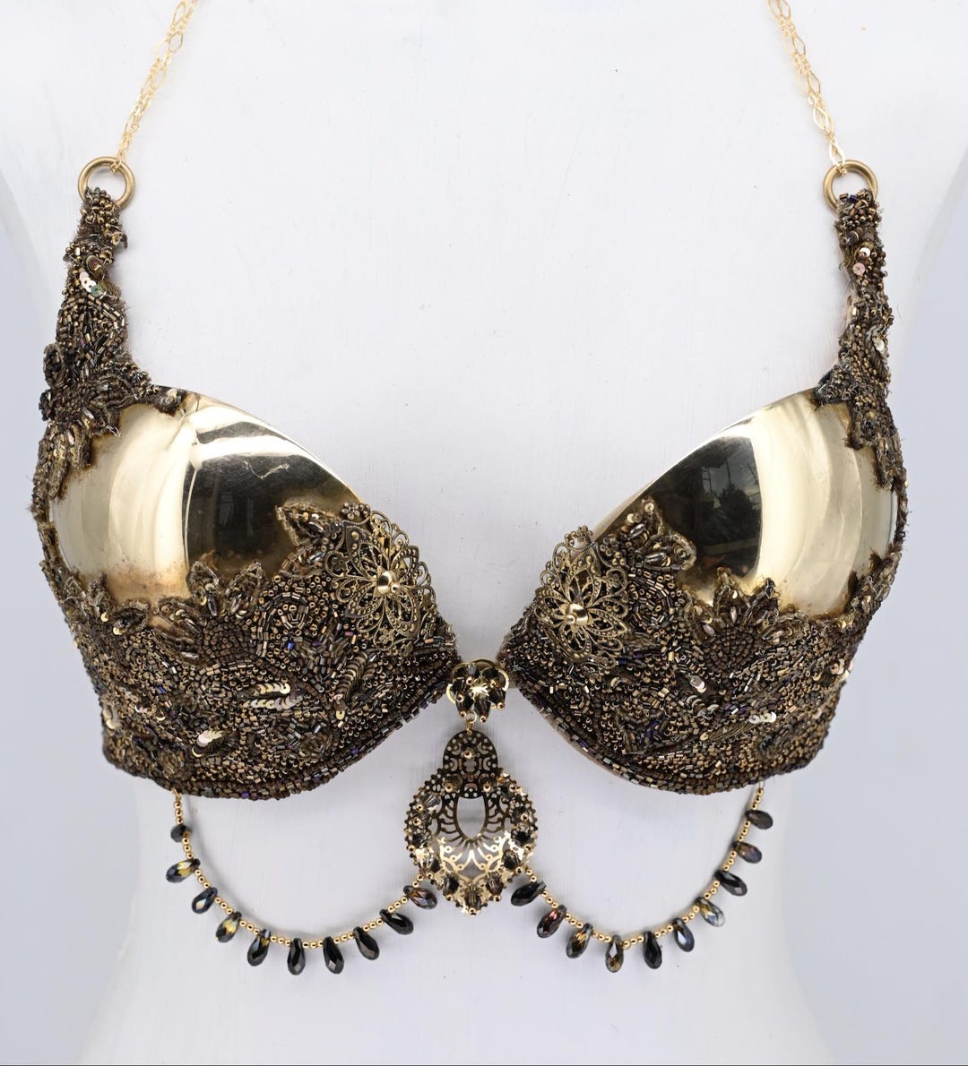 Bronze Metal Beaded Intricate Bra Made to Order - Etsy
