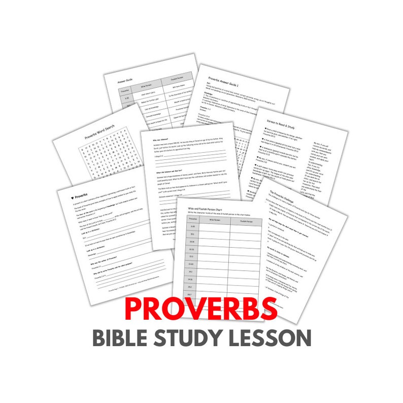 Proverbs Bible Study Lesson Kids Teens - Etsy