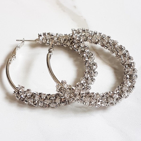 Rhinestone Hoops - Etsy