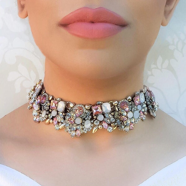 Pink Choker Necklace - Etsy