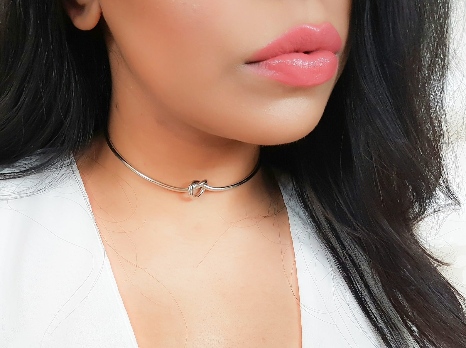 Knot Choker Torque Necklace || Women's 18k Gold Necklace and Silver ...