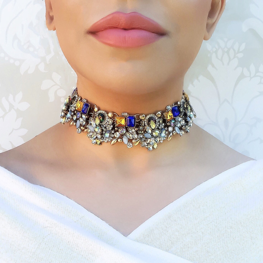 Royal Blue Statement Choker Necklace | Women's Statement Necklaces ...