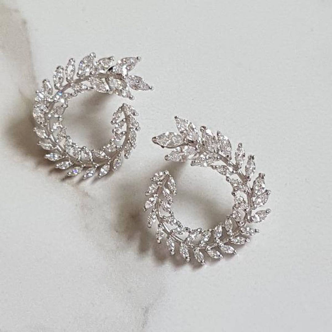 Rose Gold, Silver & Gold Statement Stud Earrings | Zirconia Fancy ...