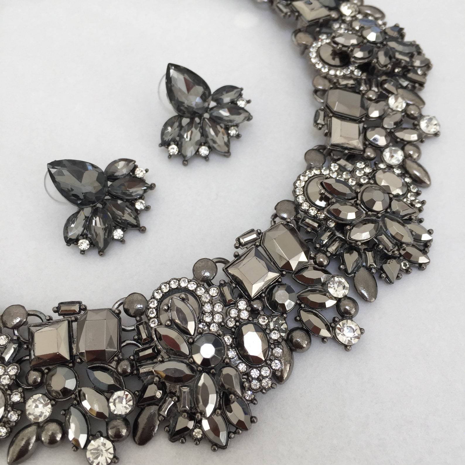 Graphite Grey Statement Choker Necklace Metallic Black - Etsy