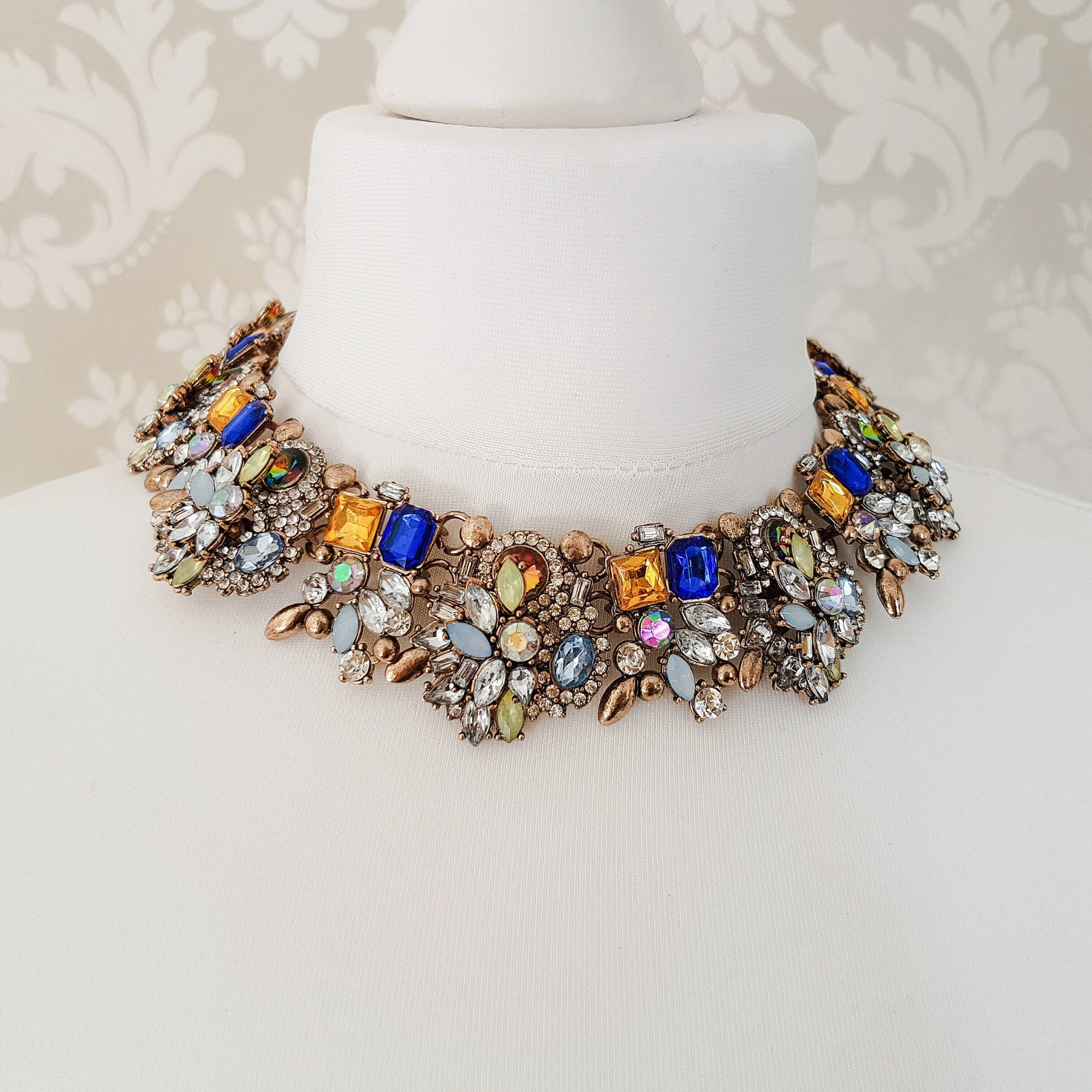 Blue Colourful Statement Necklace | Gifts for Her | Women's Jewellery ...