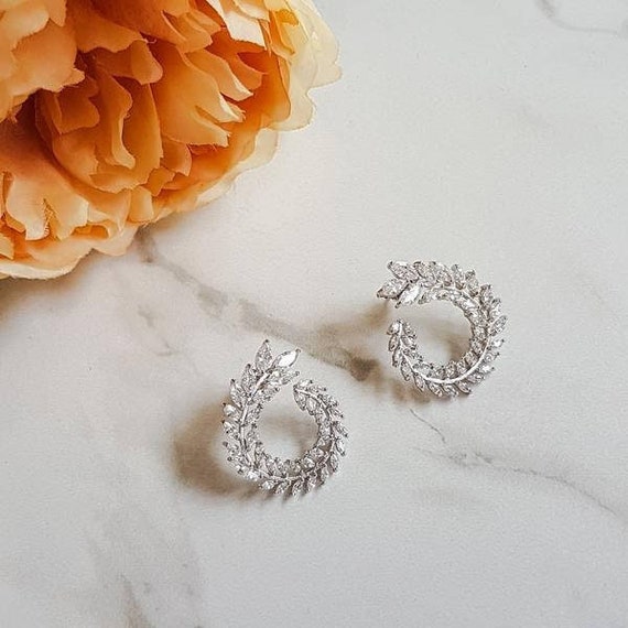Rose Gold Silver & Gold Statement Stud Earrings Zirconia - Etsy UK