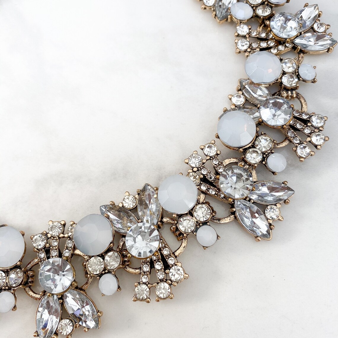 White & Gold Statement Choker Necklace Rhinestone Choker - Etsy
