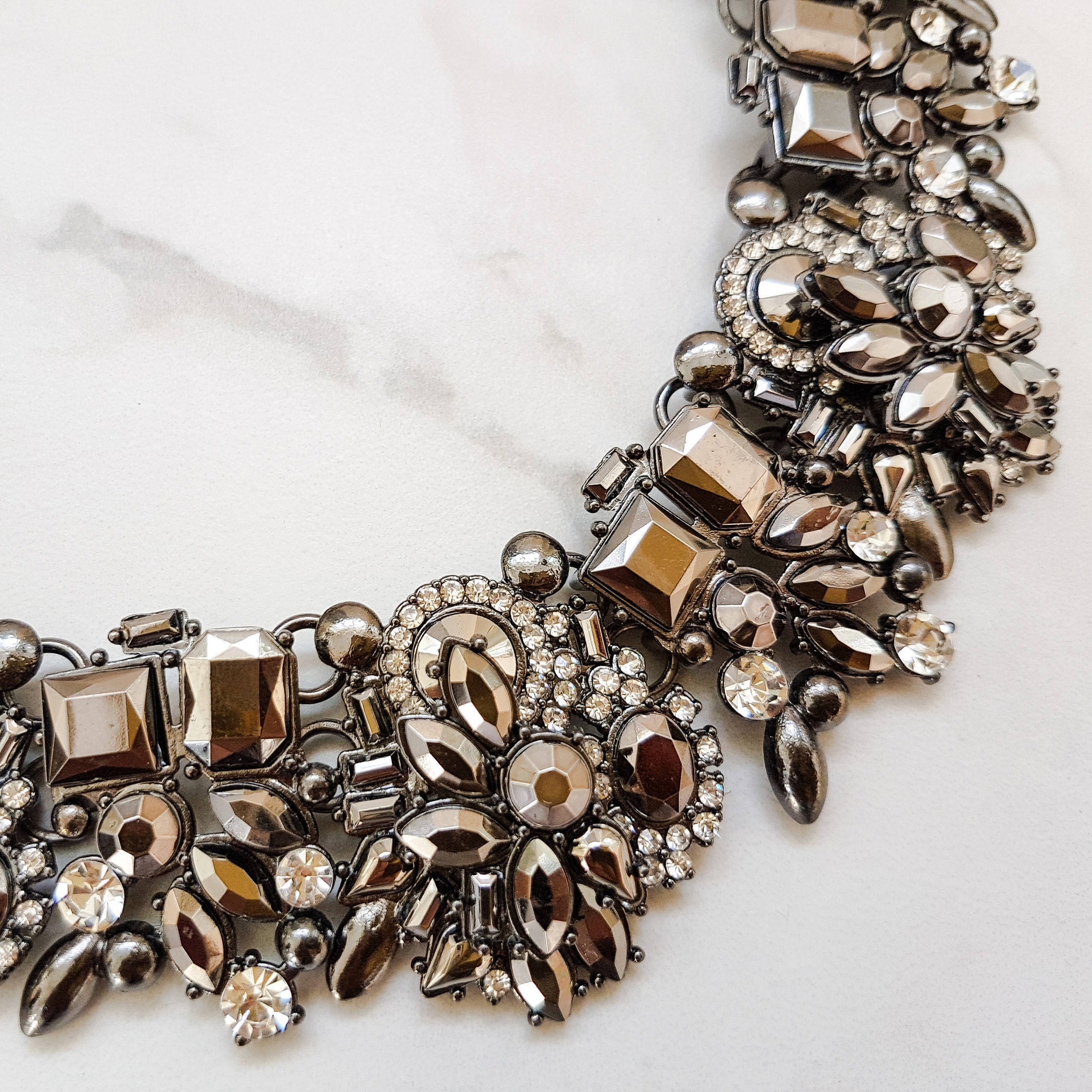 Graphite Embellished Statement Necklace Statement Necklace - Etsy