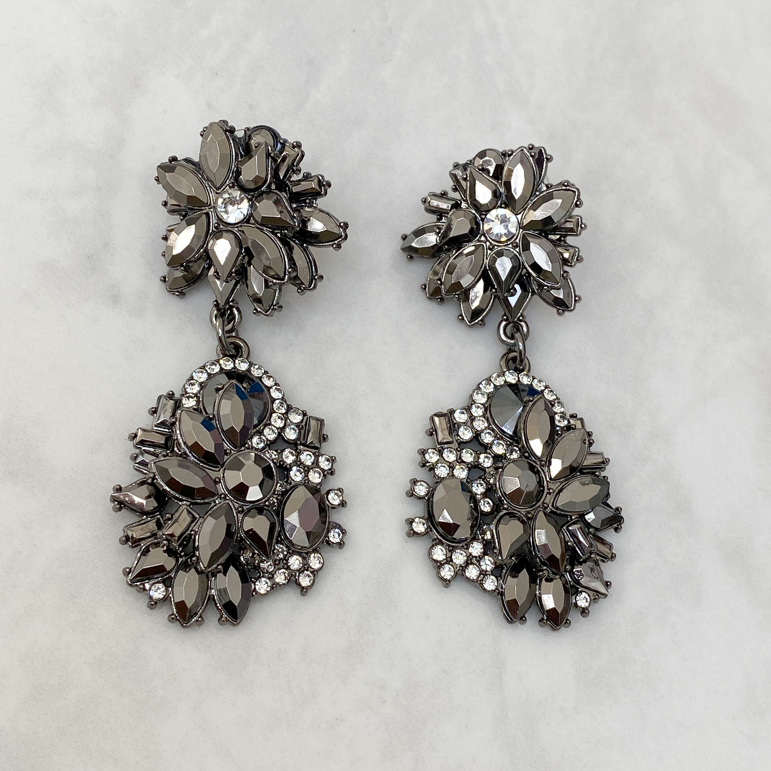 Graphite Grey Necklace & Earring Set || Embellished Statement Necklace ...