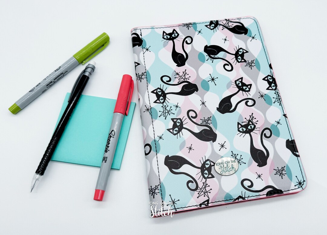 Retro Kitty Junior Legal Pad Cover / Black Cat Notepad Cover / Cute ...