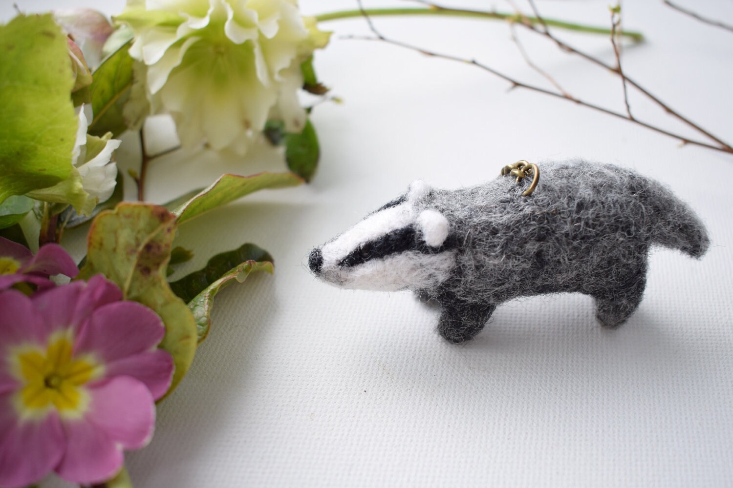 Needle Felted Badger Badger Keyring Woodland Animals Nature - Etsy