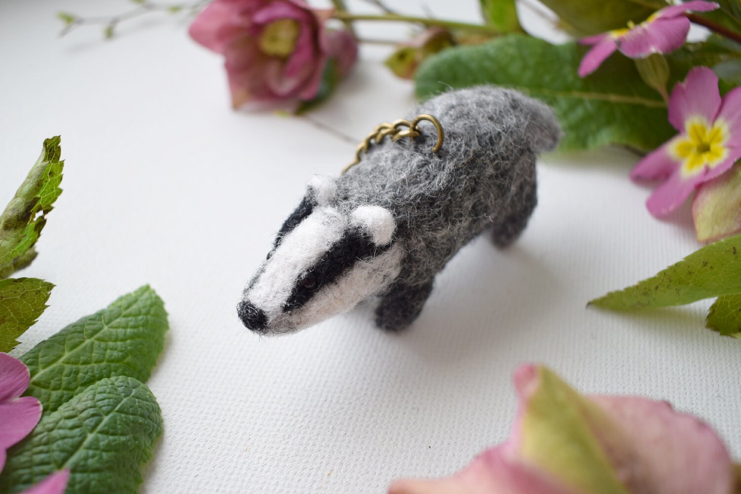 Needle Felted Badger Badger Keyring Woodland Animals Nature - Etsy