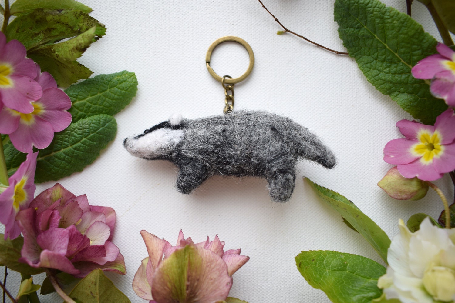 Needle Felted Badger Badger Keyring Woodland Animals Nature - Etsy