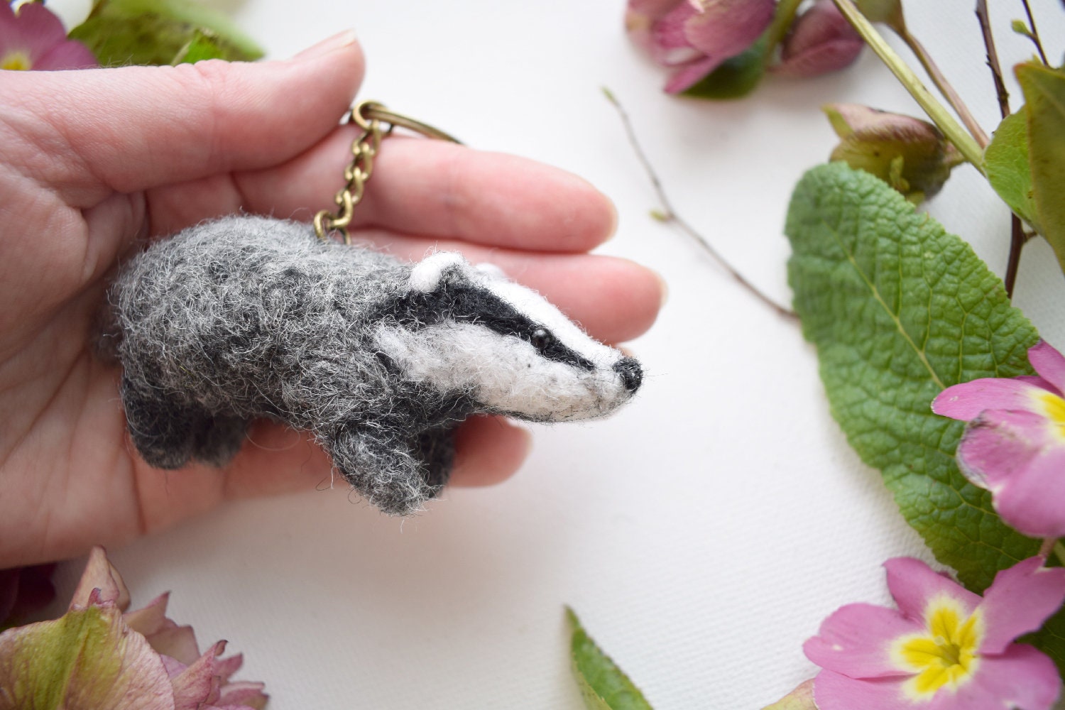 Needle Felted Badger Badger Keyring Woodland Animals Nature - Etsy