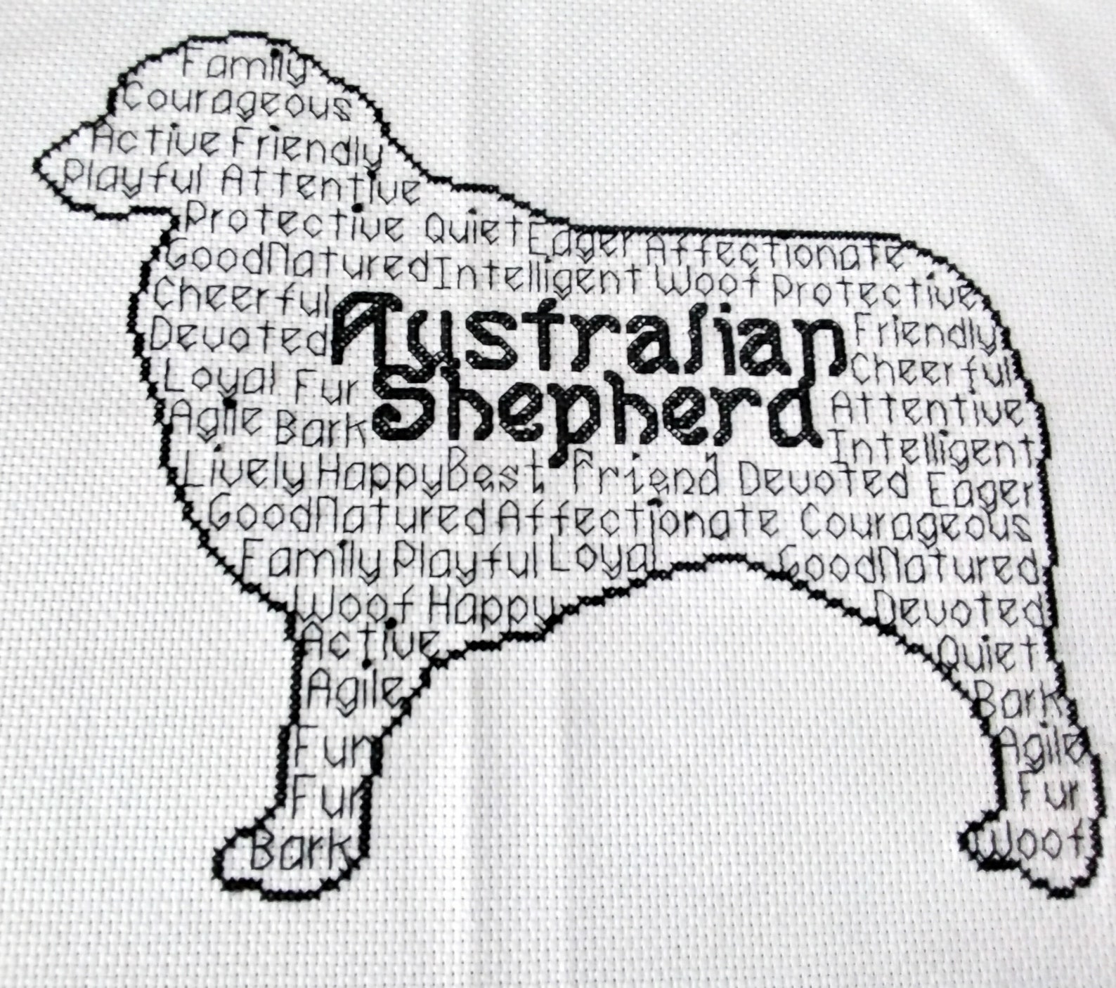 Australian Shepherd in Words Cross Stitch Chart - Etsy