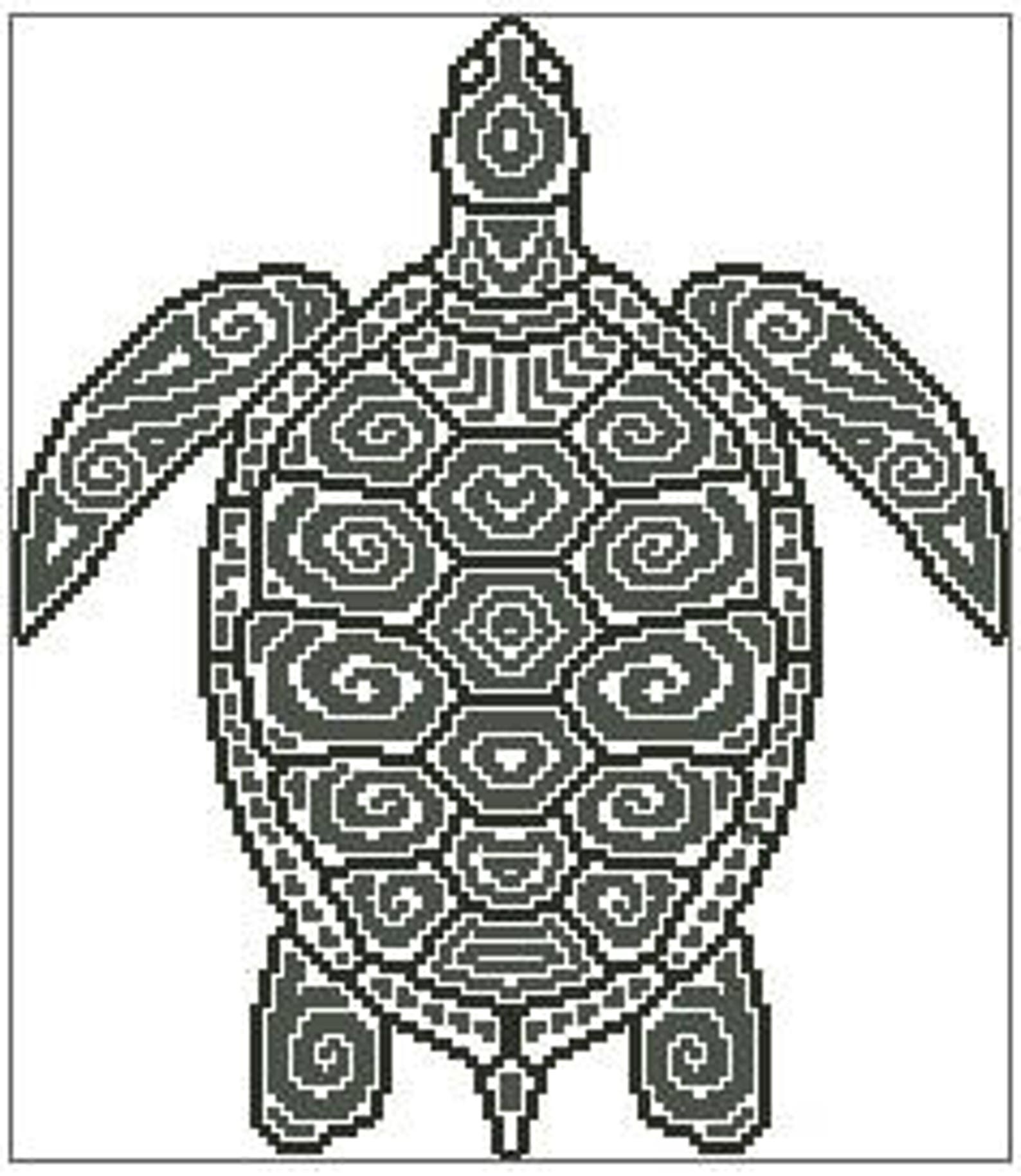 Tribal Turtle Cross Stitch Chart - Etsy