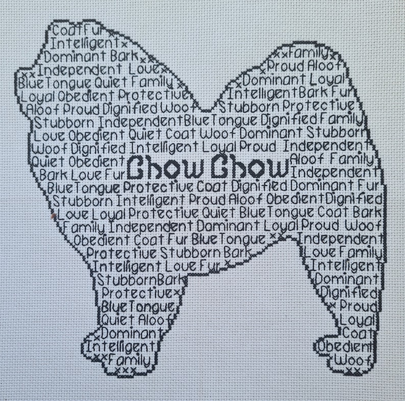 Chow Chow in Words Cross Stitch Chart - Etsy
