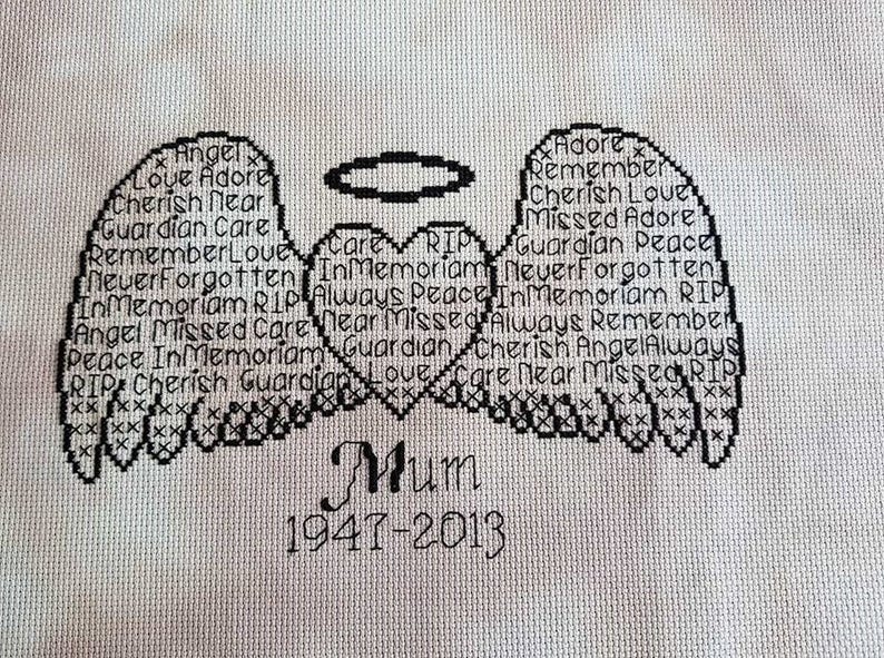 Angel Wings in Words Cross Stitch Chart, Personalisation Available - Etsy