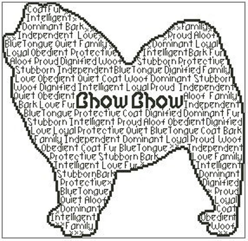 Chow Chow in Words Cross Stitch Chart - Etsy