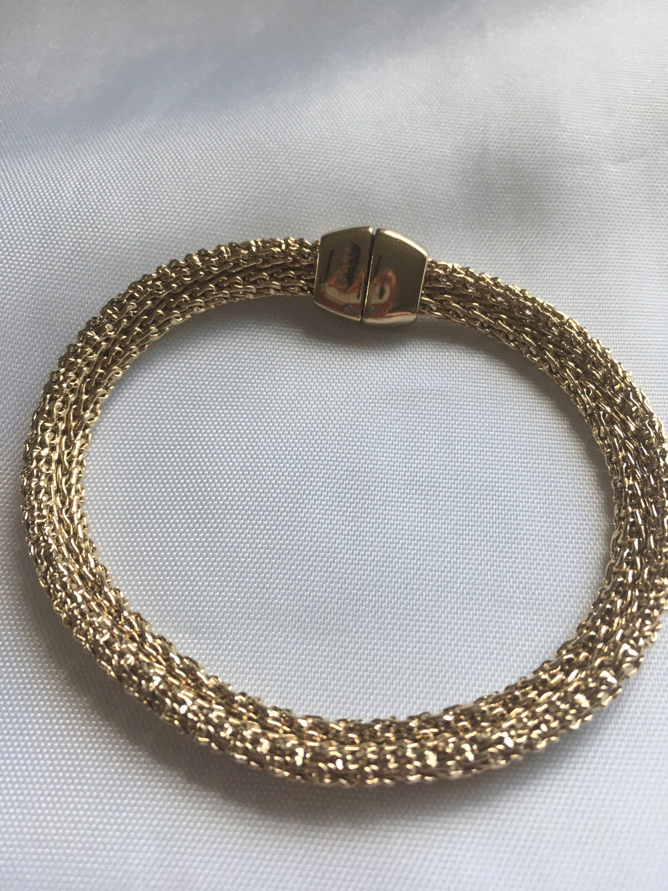 Monet Vintage Gold Plated Gold Tone Mesh Bracelet With Magnetic Clasp 2 ...