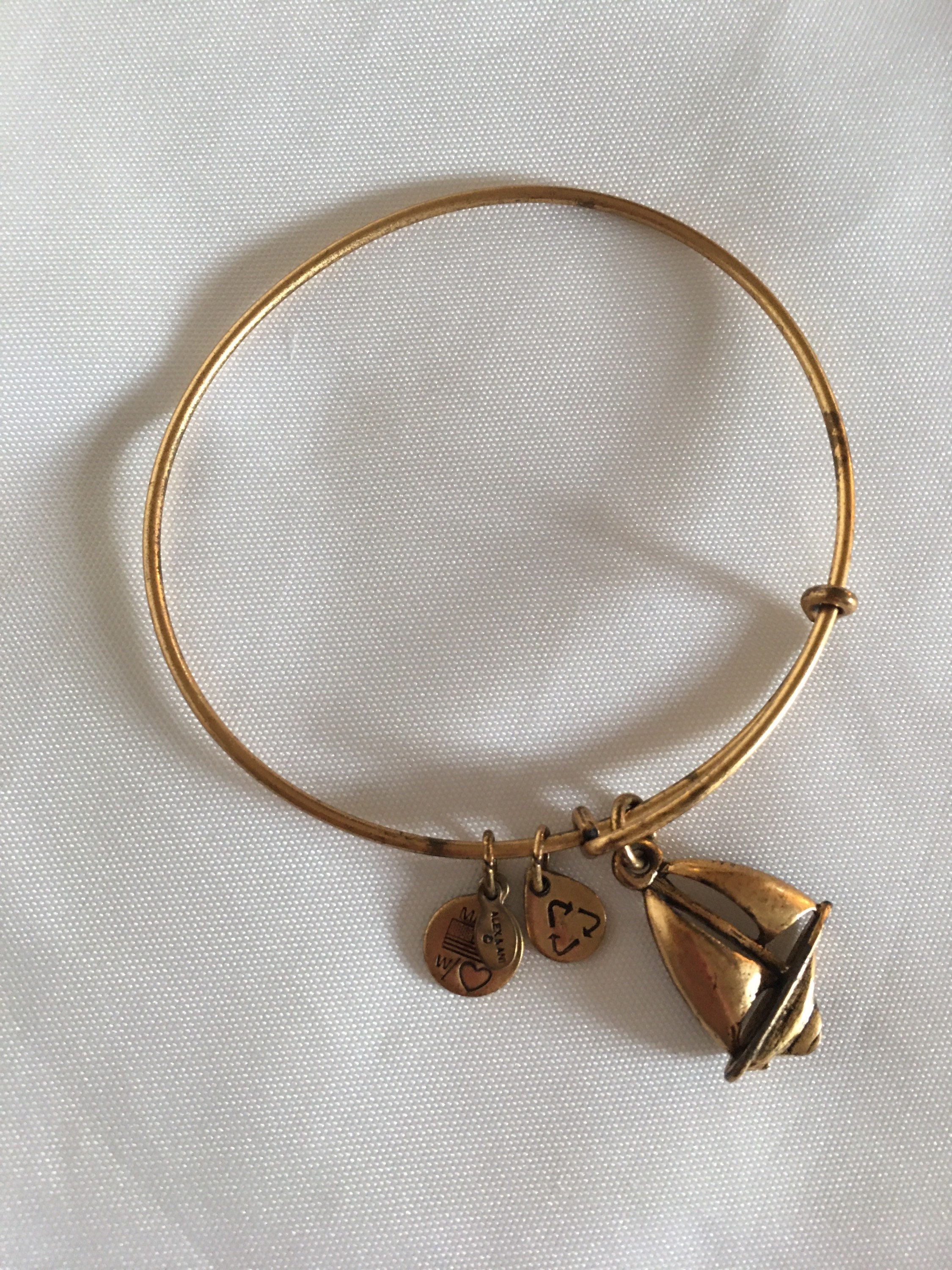 Alex and Ani Vintage Antique Gold Adjustable Band Sailboat Bracelet Jewelry Etsy UK