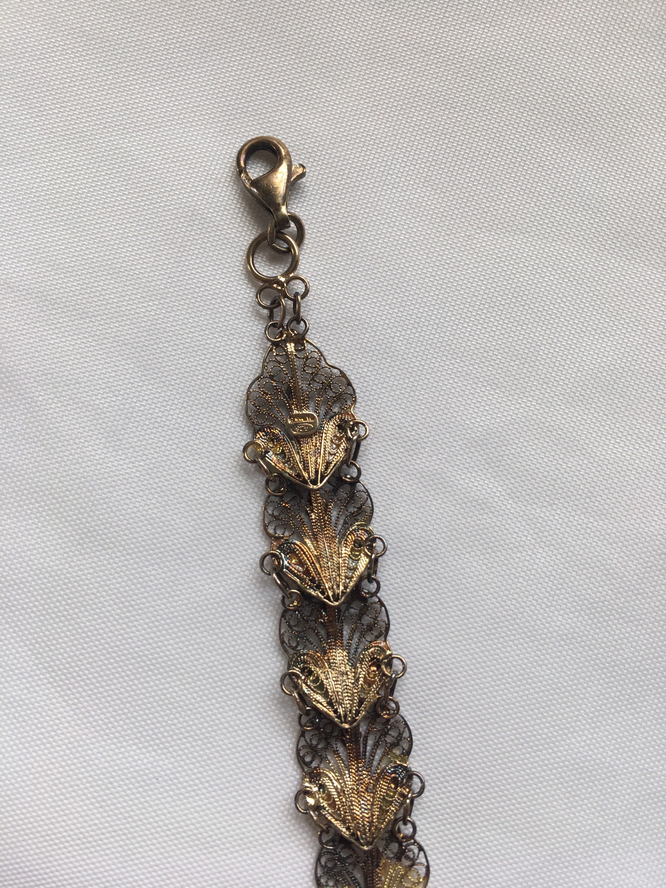 RARE Vintage (antique?) 925 1044 VI Marked Filigree Enamel Bracelet - A ...